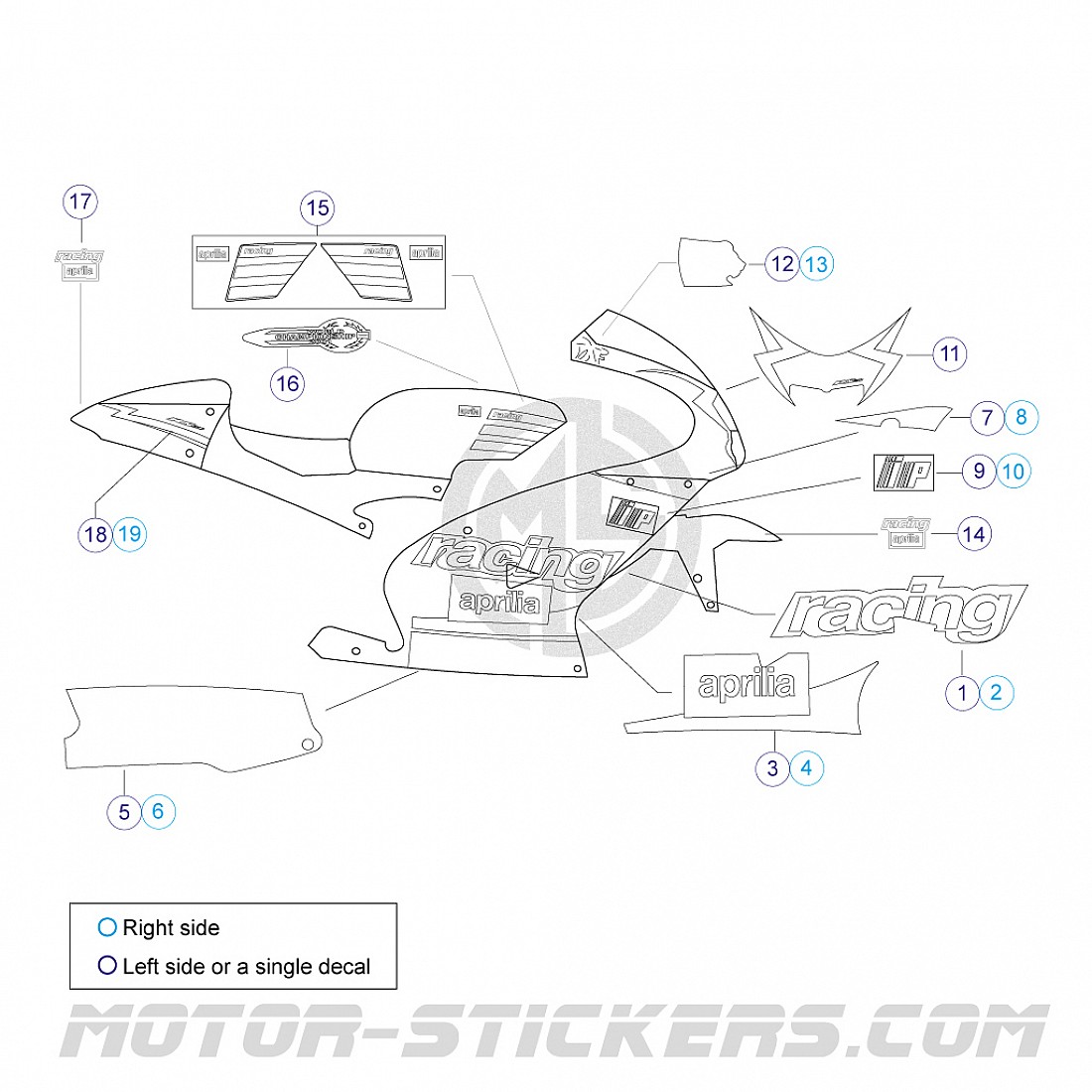 Aprilia RS 125 2002 decals