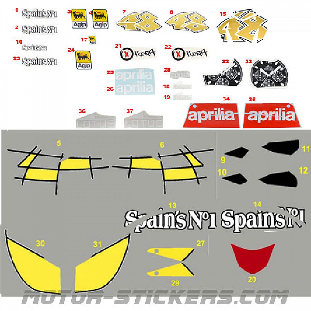 Aprilia RS 125 2008 Spain's Aufkleber