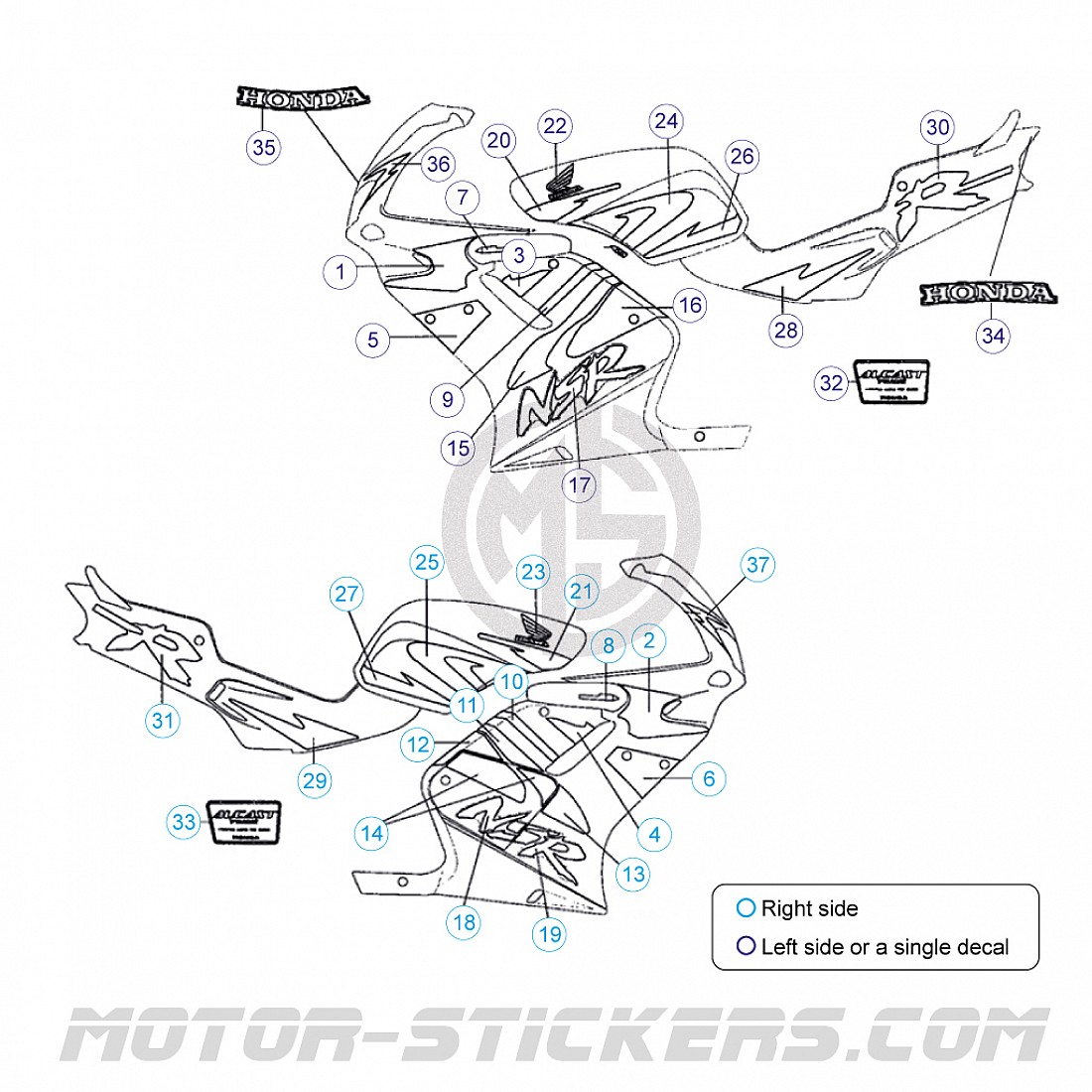 Honda NSR 125R 1997 decals