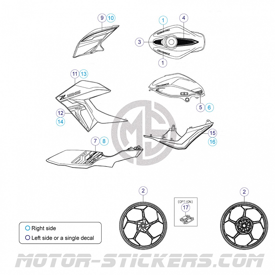 Kawasaki Z125 2024 stickers