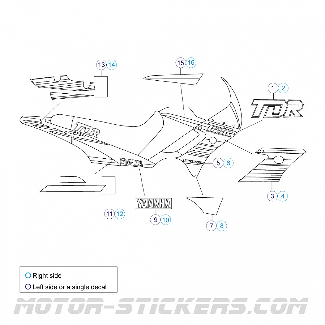 Yamaha TDR 125 1991 stickers