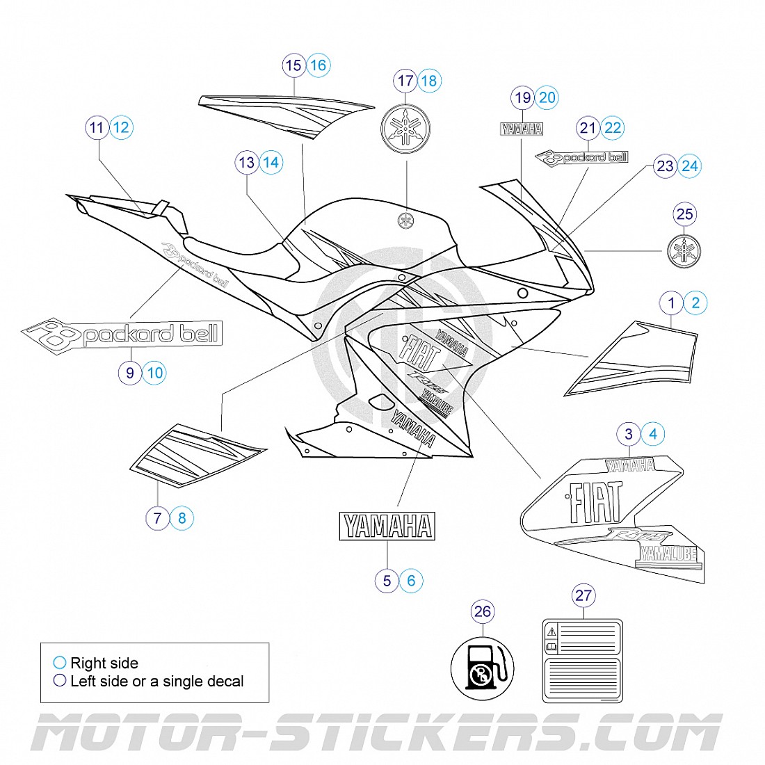 Yamaha YZF 125R 2009 decals