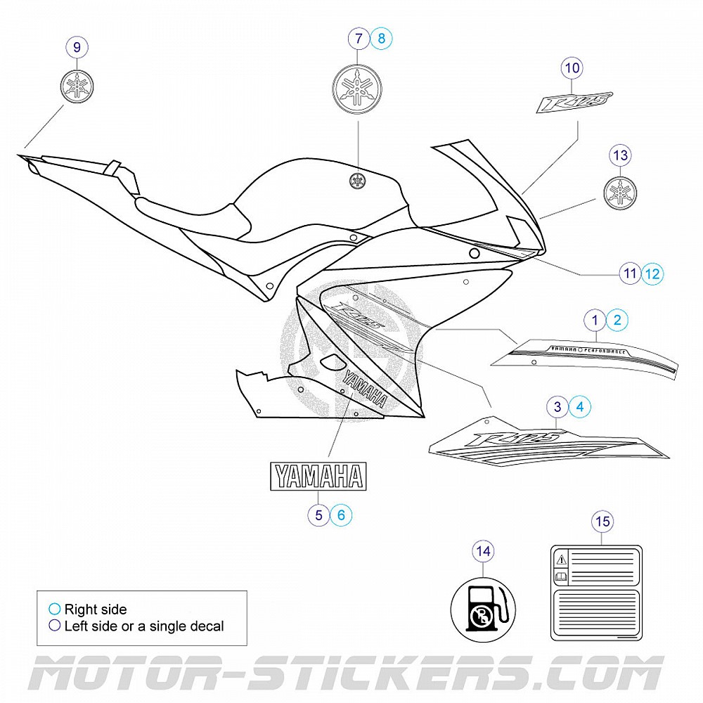 Yamaha YZF 125R 2011 decals