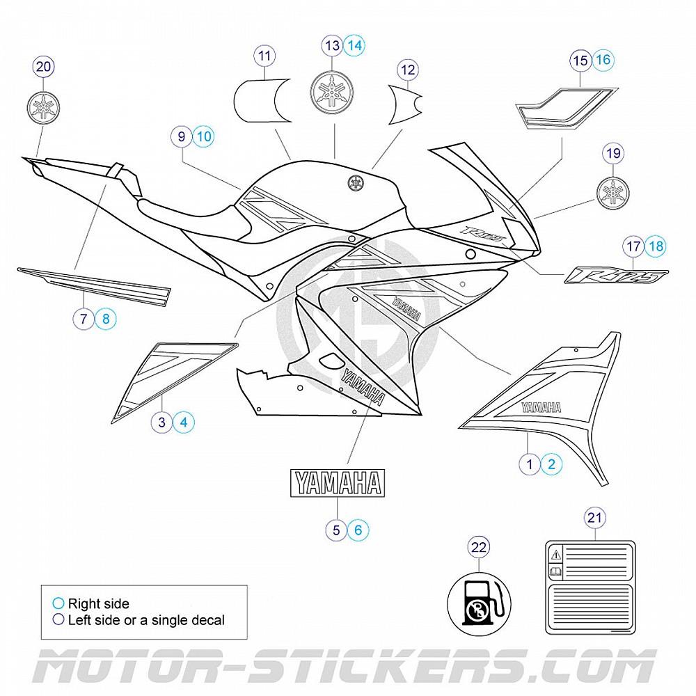 Yamaha YZF 125R 2012 decals