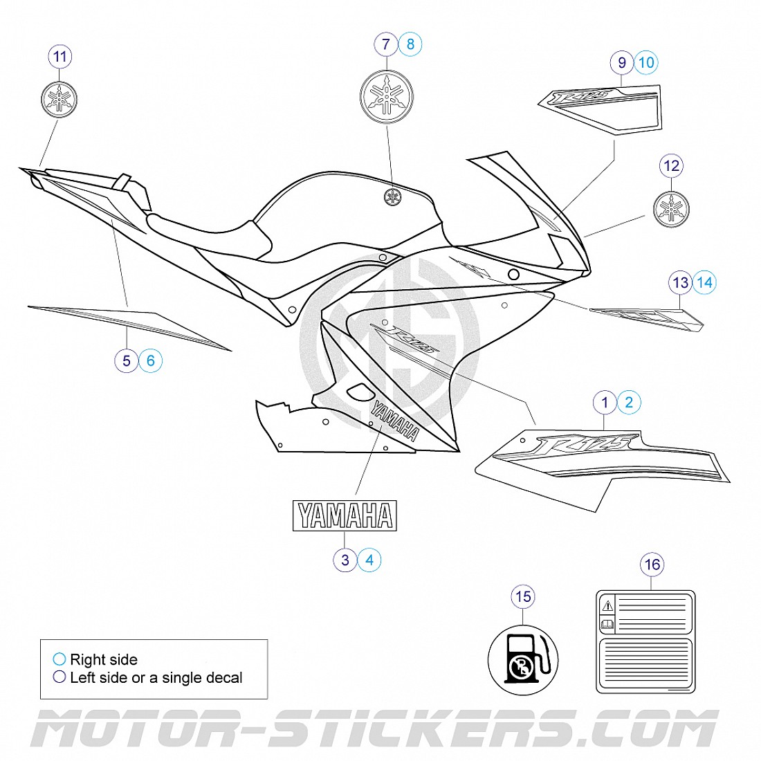 Yamaha YZF 125R 2013 decals
