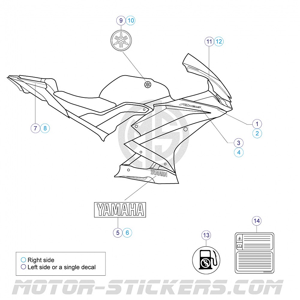 Yamaha YZF 125R 2020 decals