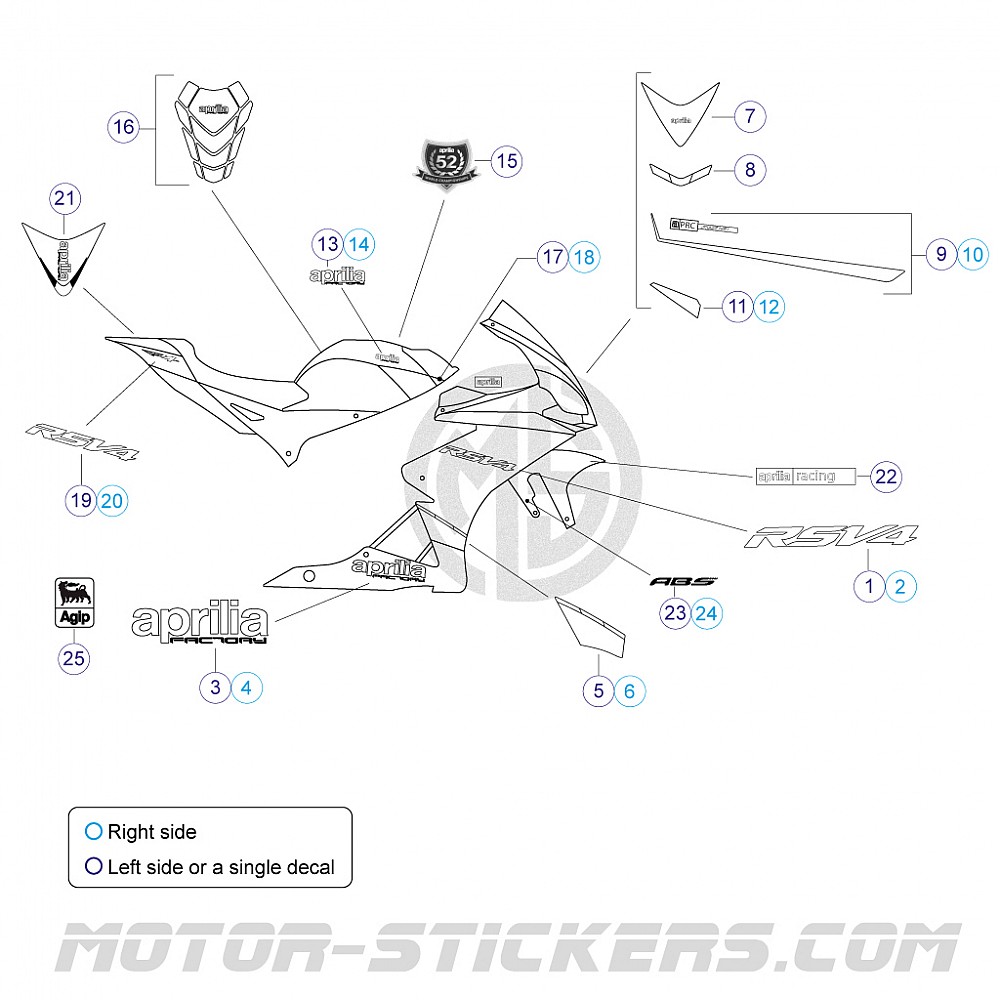 Aprilia RSV4 1000R Factory 2014 decals