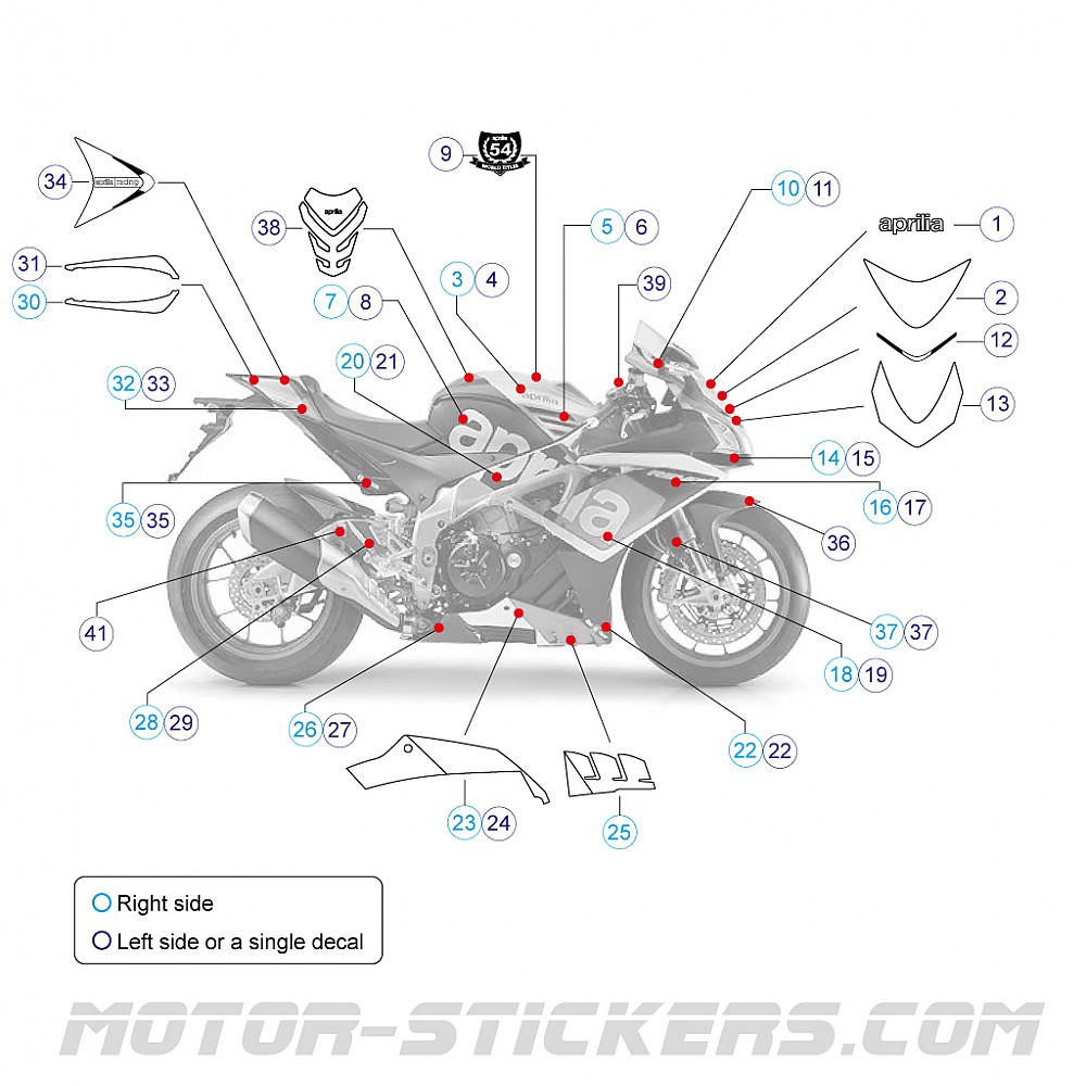 Aprilia RSV4 1000 Factory 2016 decals