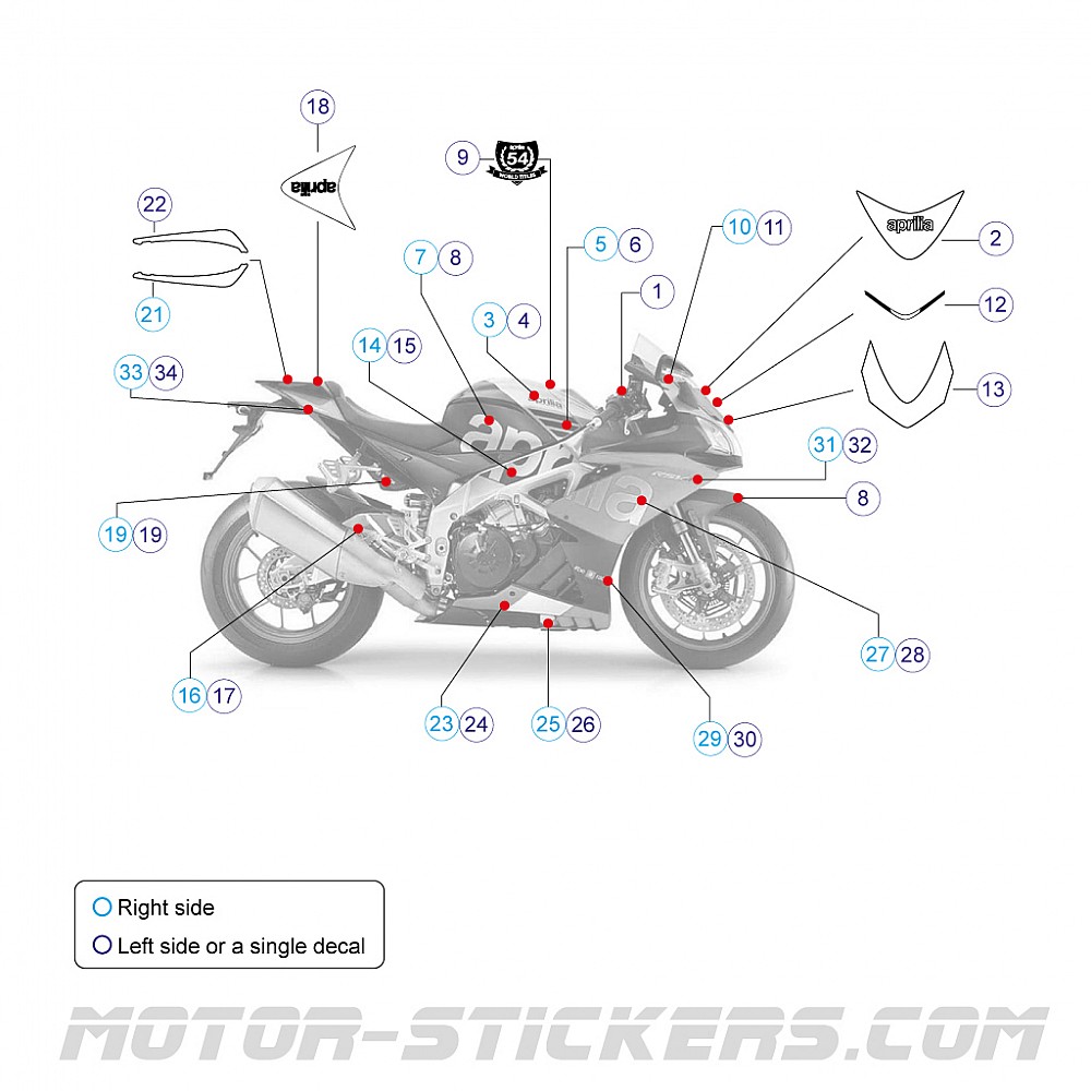 Aprilia RSV4 1000 Factory 2018 decals