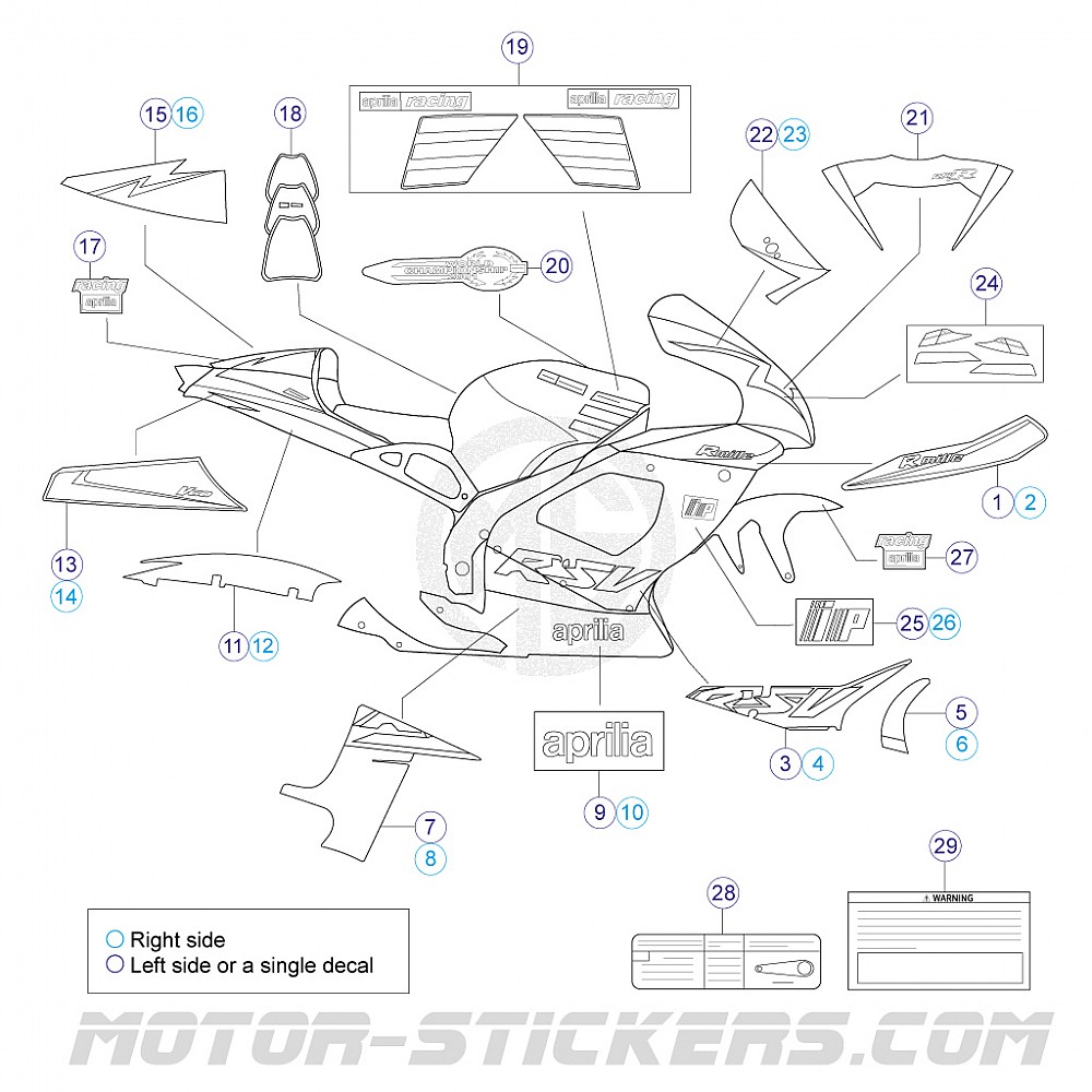 Aprilia RSV 1000R Mille 2002 naklejki