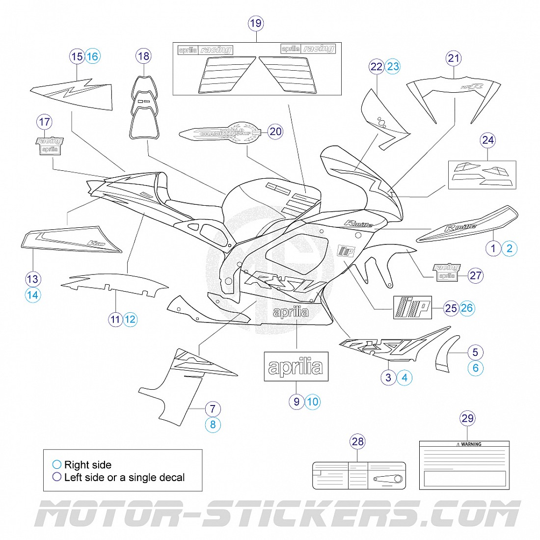 Aprilia RSV 1000R Mille 2002 decals
