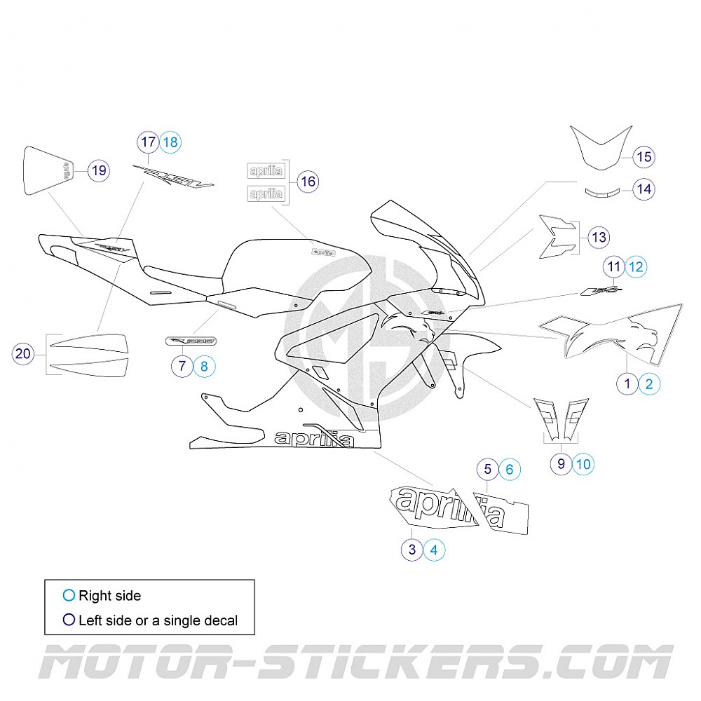 Aprilia RSV 1000R Factory 2006 decals