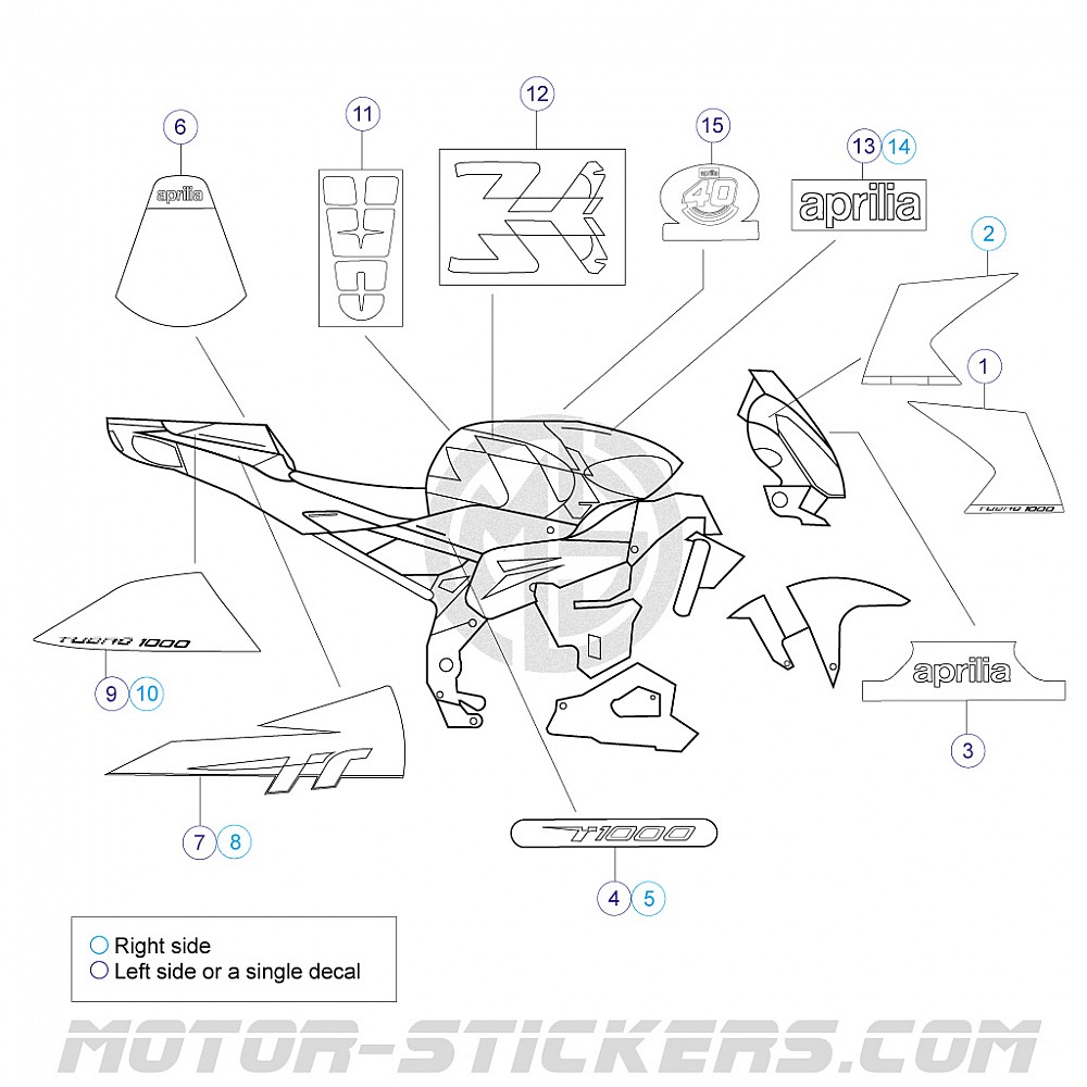 Aprilia Tuono 1000 R 2007 decals