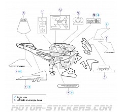 Aprilia Tuono 1000 R 2007 autocollants