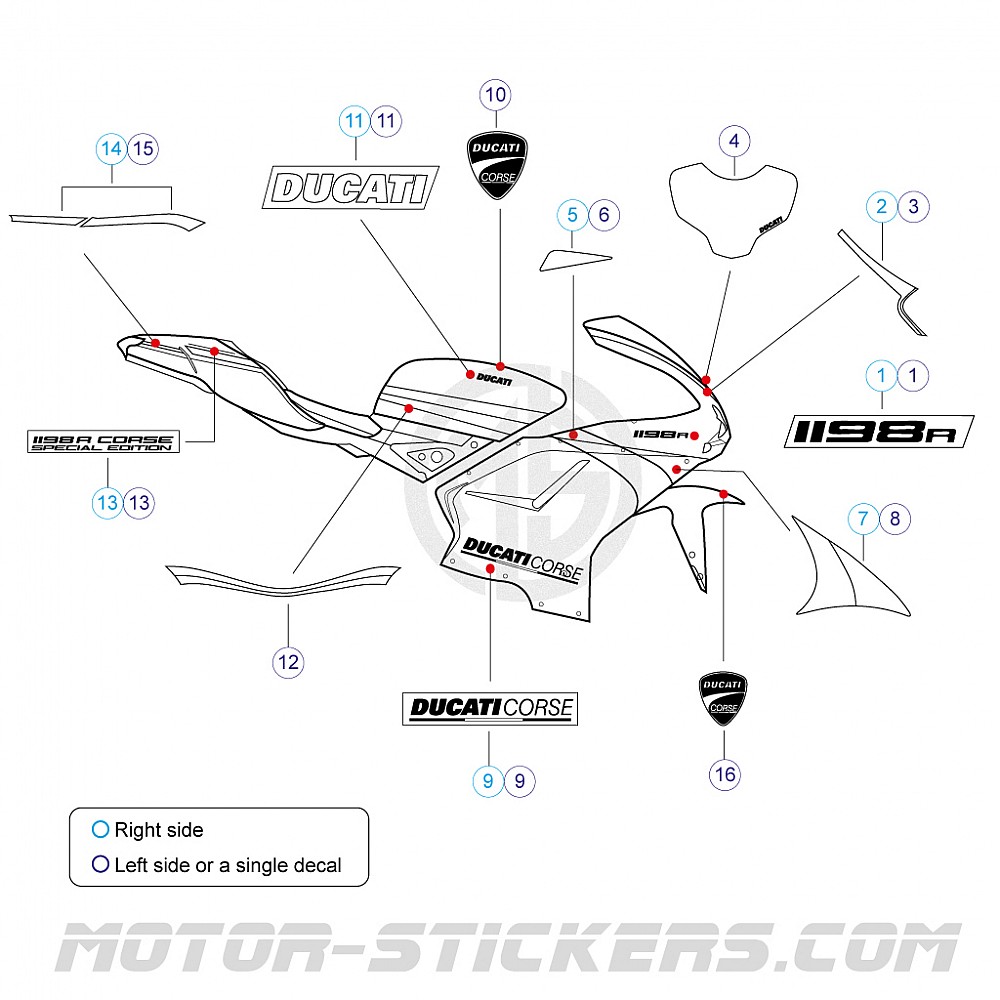 Ducati 1198R Special Edition 2010 decals