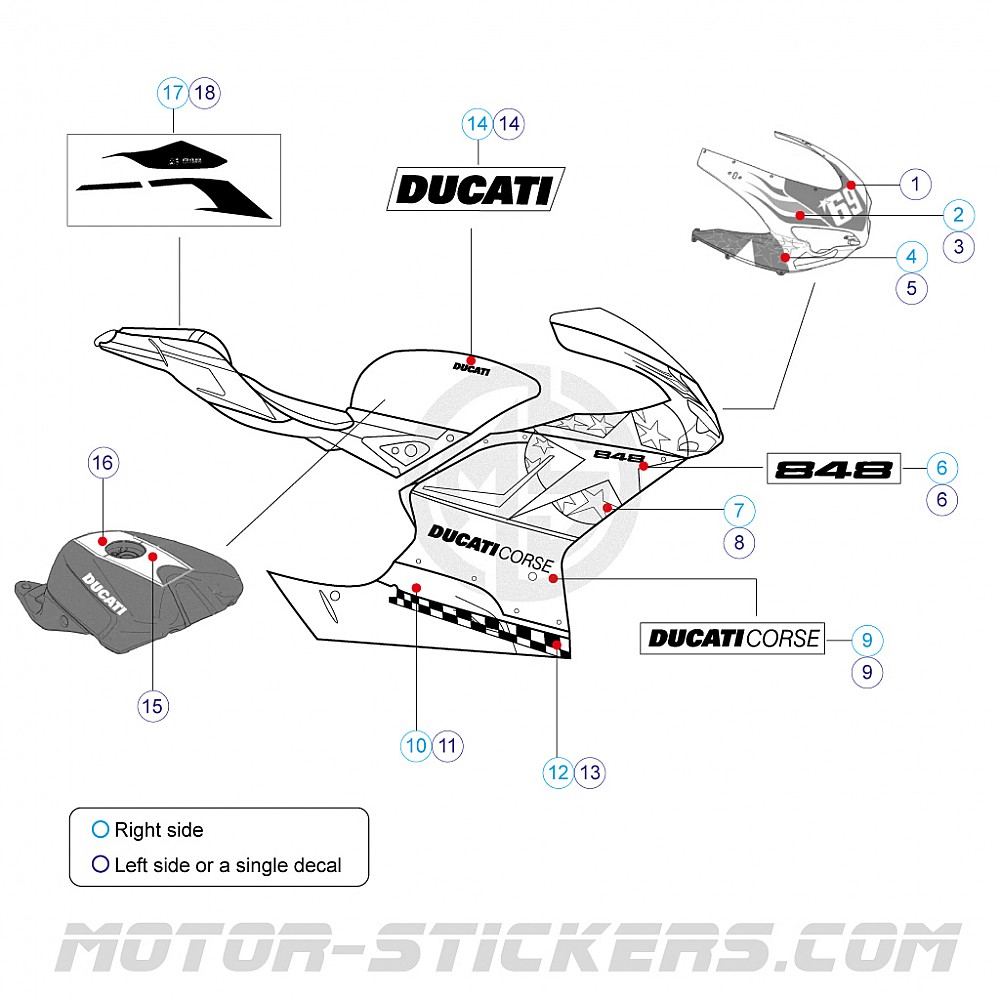Ducati 848 Nicky Hayden 2010 stickers