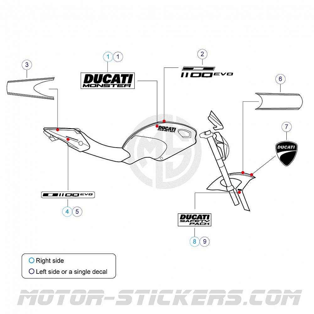 Ducati Monster 1100 EVO 2013 decals