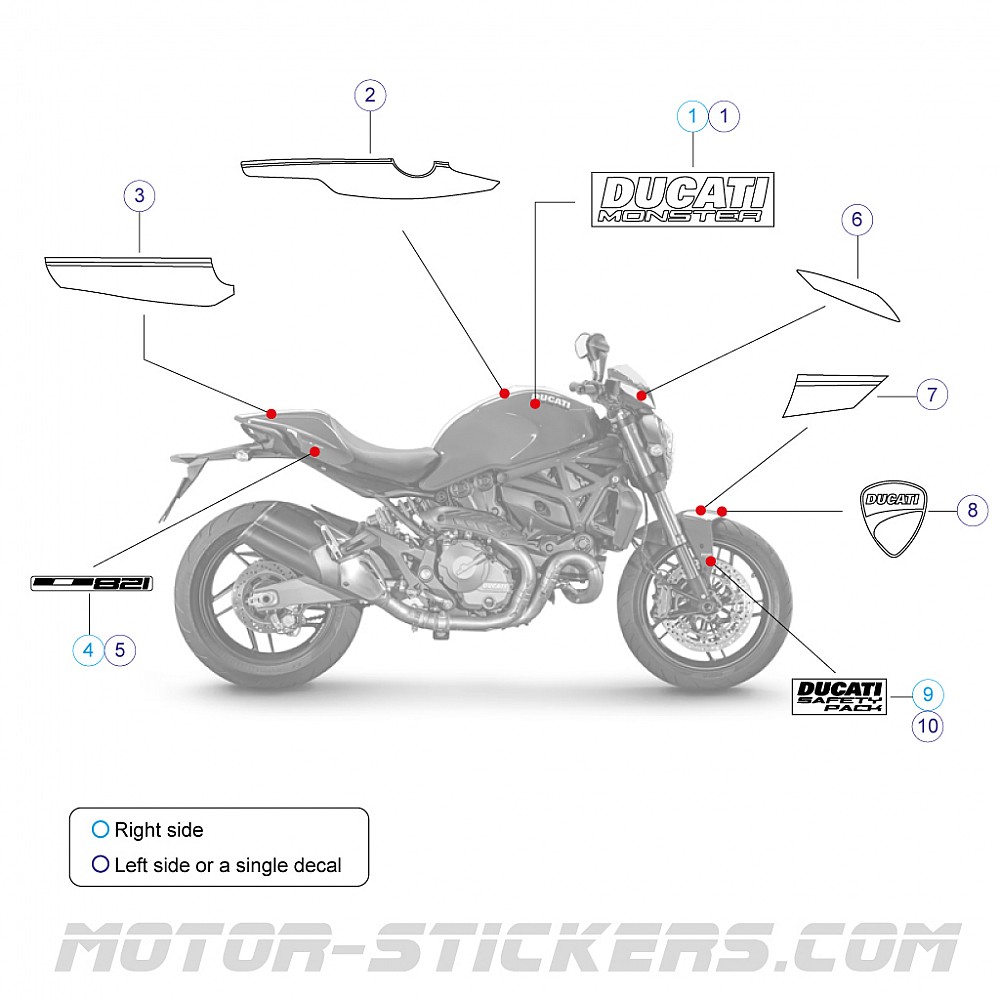 Ducati Monster 821 Stripe 2016 decals