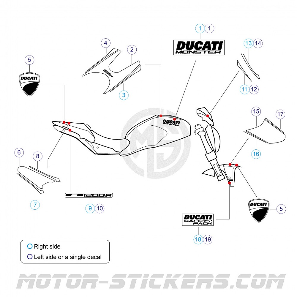 Ducati Monster 1200R 2019 decals