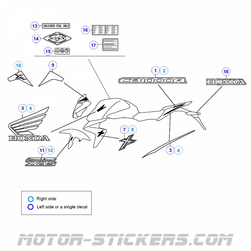 Honda CB 1000R 2010 decals