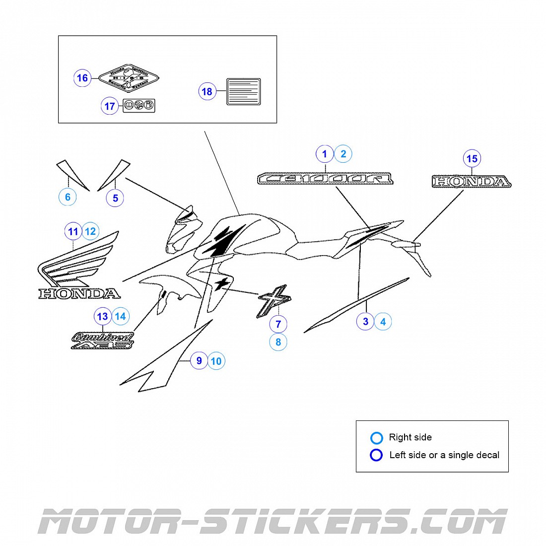 Honda CB 1000R 2011-2013 decals