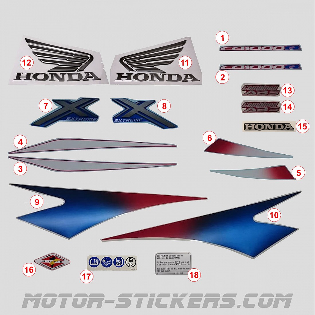 Honda CB 1000R 2011-2013 decals
