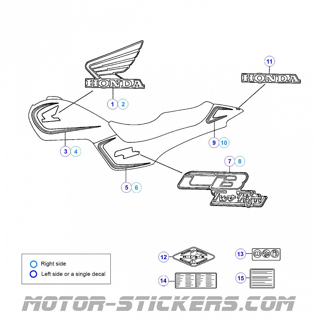 Honda CB 250 Two Fifty 1992 decals