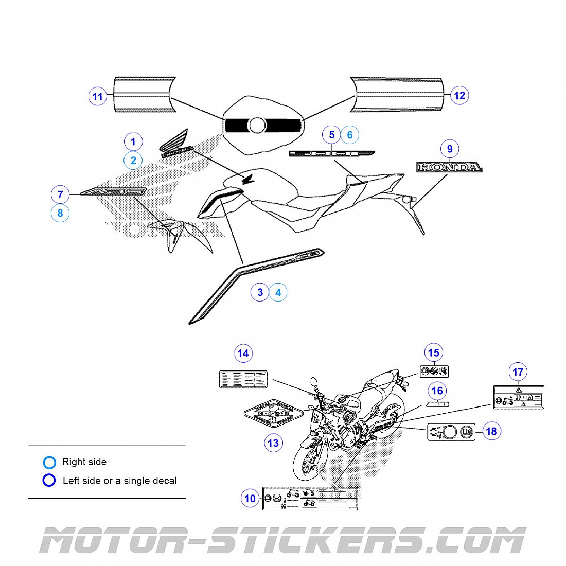 Honda CB 500F 2018 decals