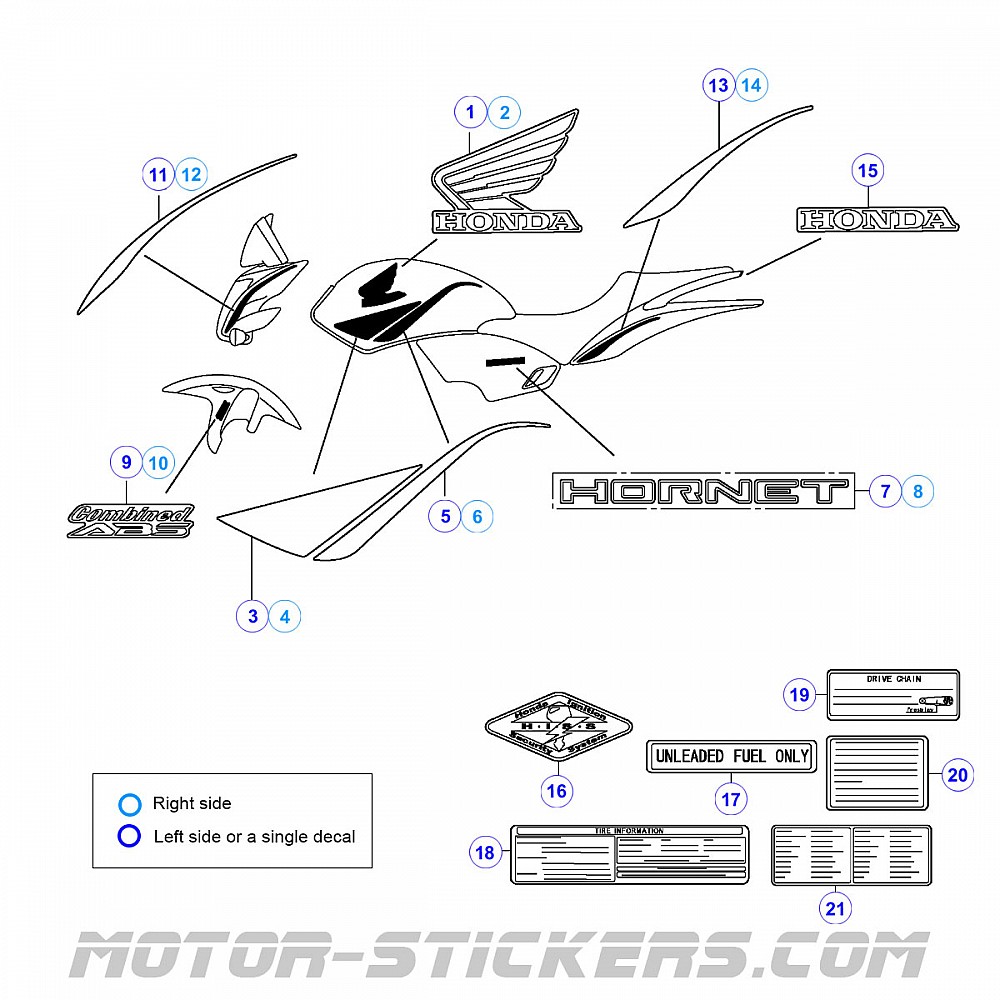 Honda CB 600F Hornet 2009 decals
