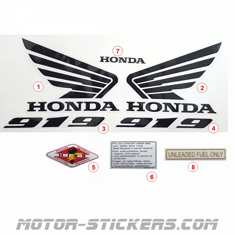 Honda CB 919F Hornet '02-2007 autocollants