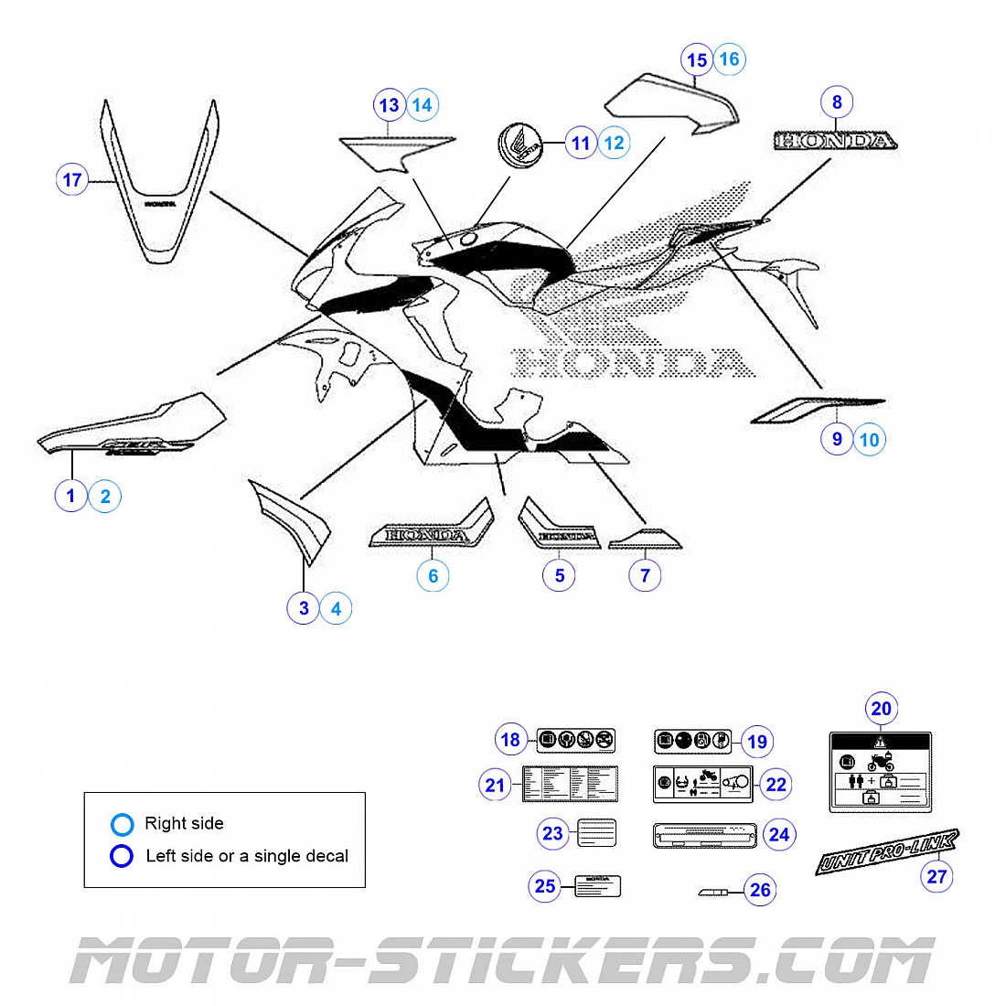 Honda CBR 1000RR Fireblade 2017 decals