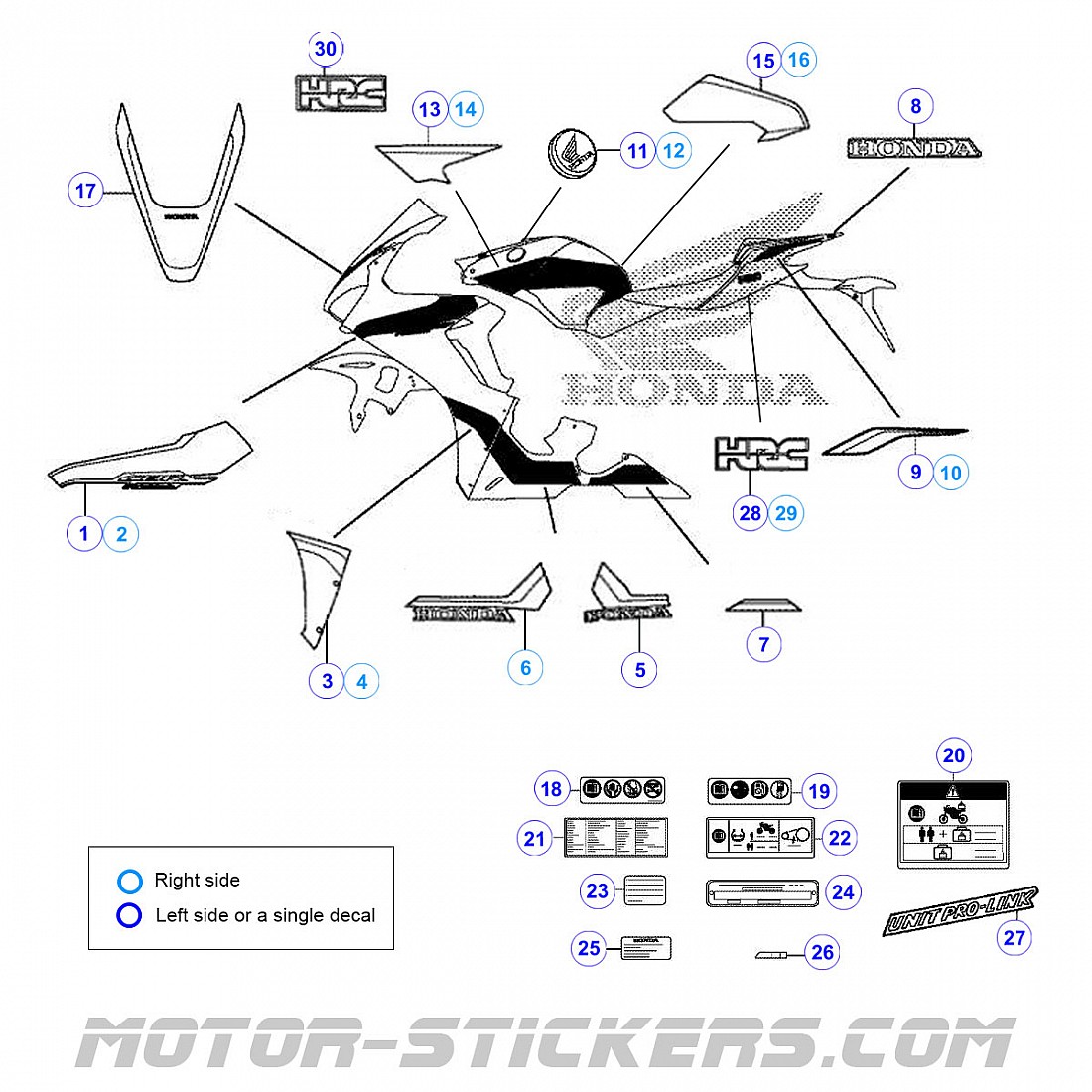 Honda CBR 1000RR Fireblade SP1 2018 decals