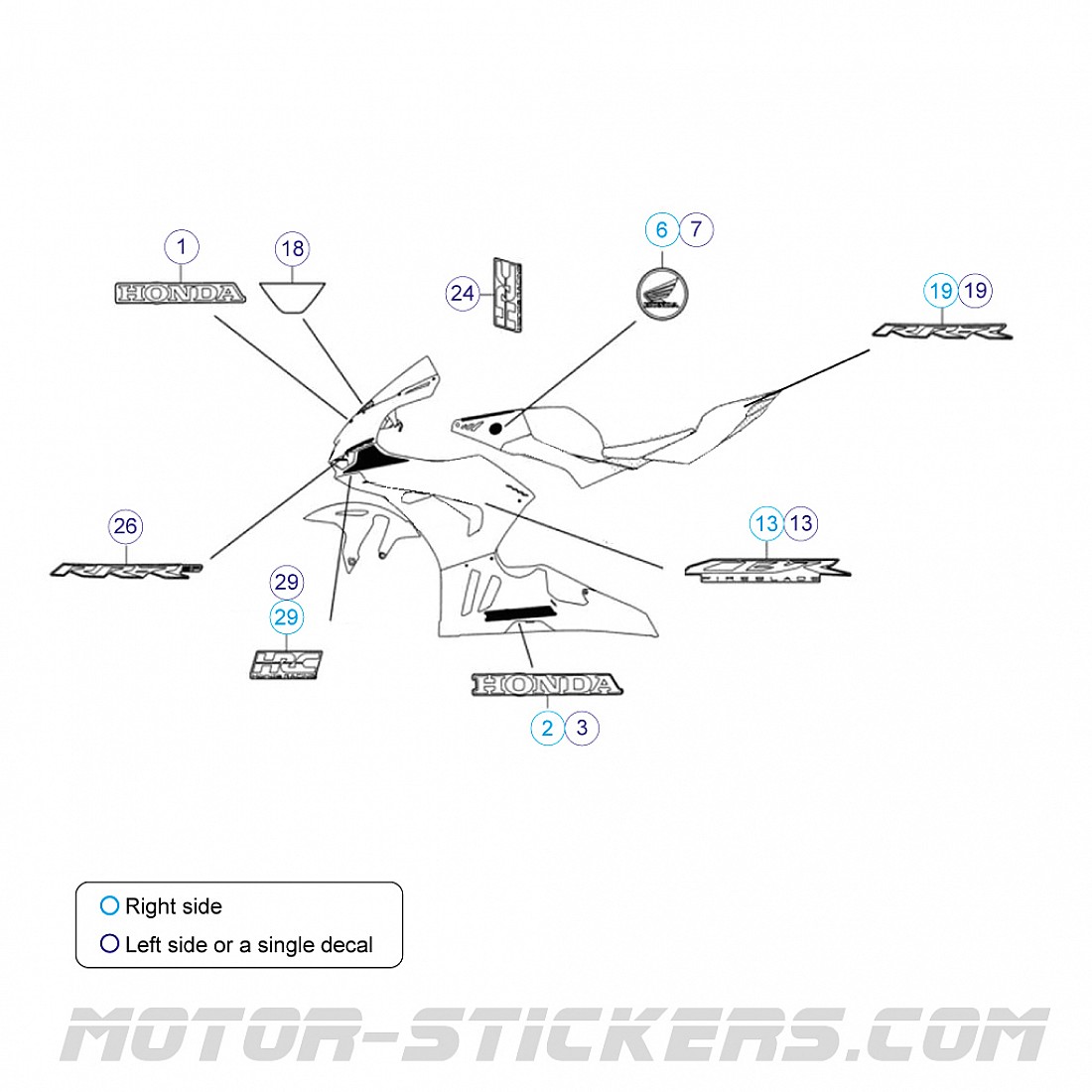 Honda CBR 1000RR-R Fireblade SP Carbon 2024 naklejki