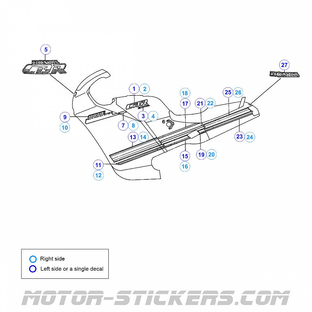Honda CBR 1000F 1988 decals