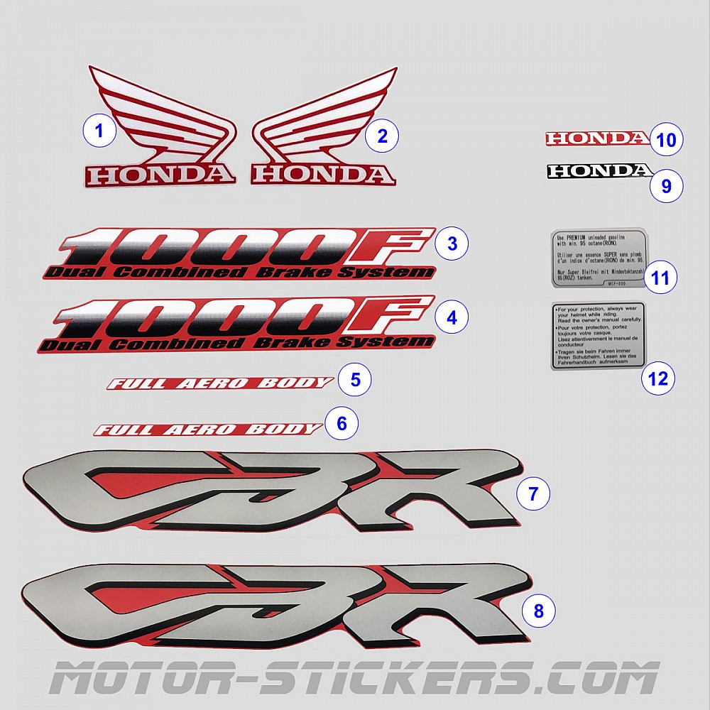 Honda CBR 1000F '99-2000 decals