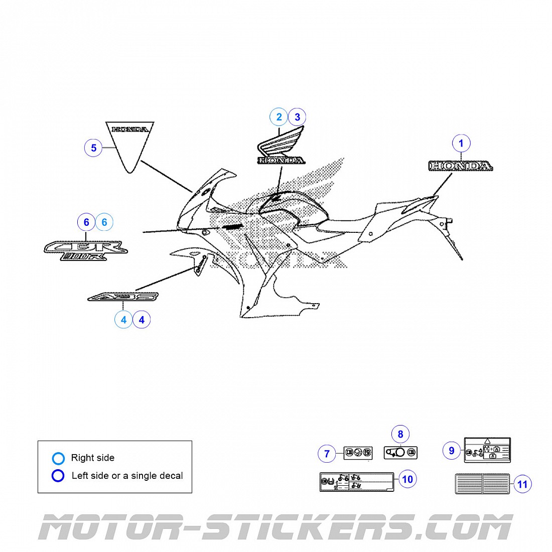 Honda CBR 300R 2015 decals