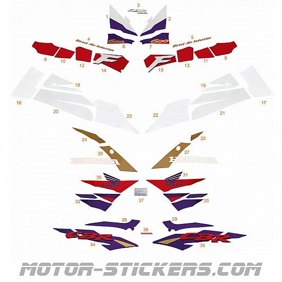 Honda CBR 600F 1996 decals
