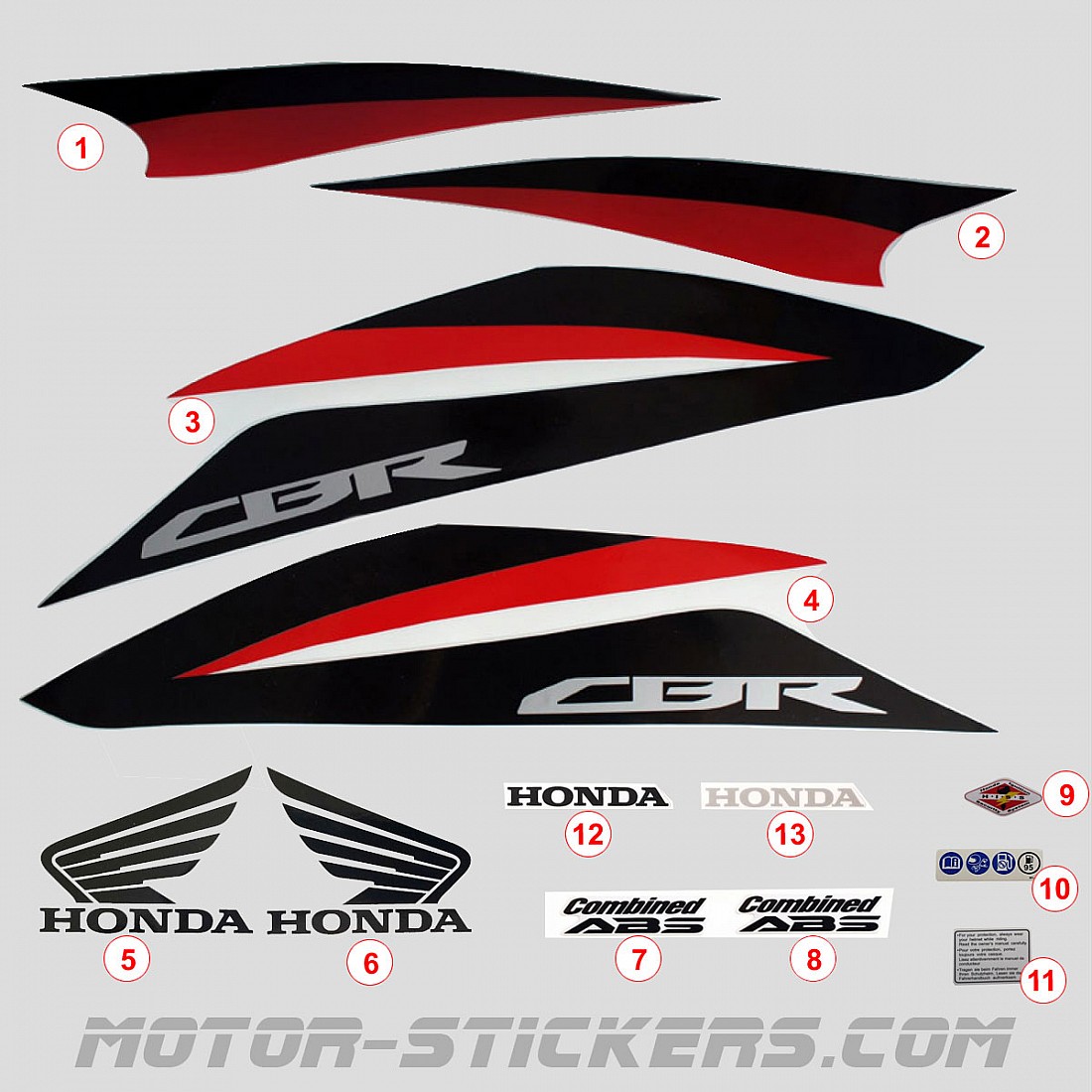 Honda CBR 600F 11-2012 decals