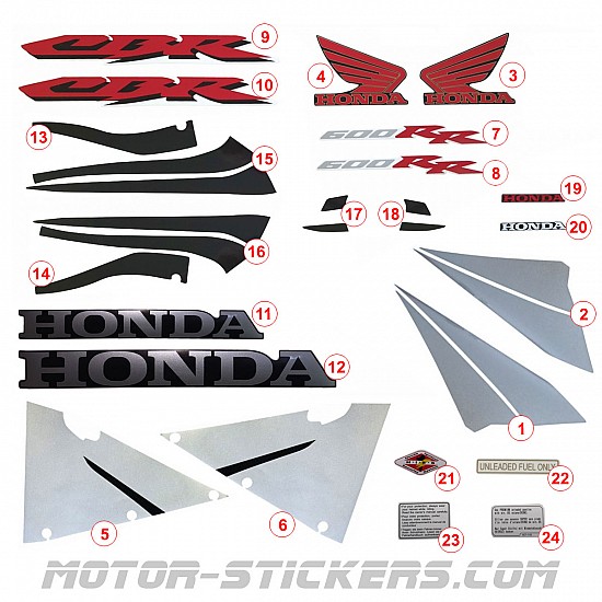 Honda CBR 600RR 2006 decals