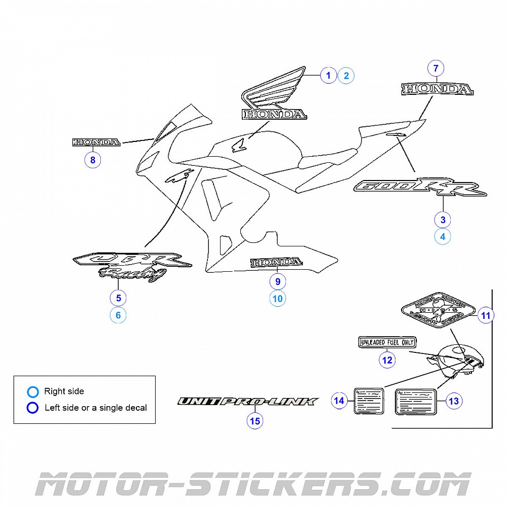 Honda CBR 600RR 2006 decals