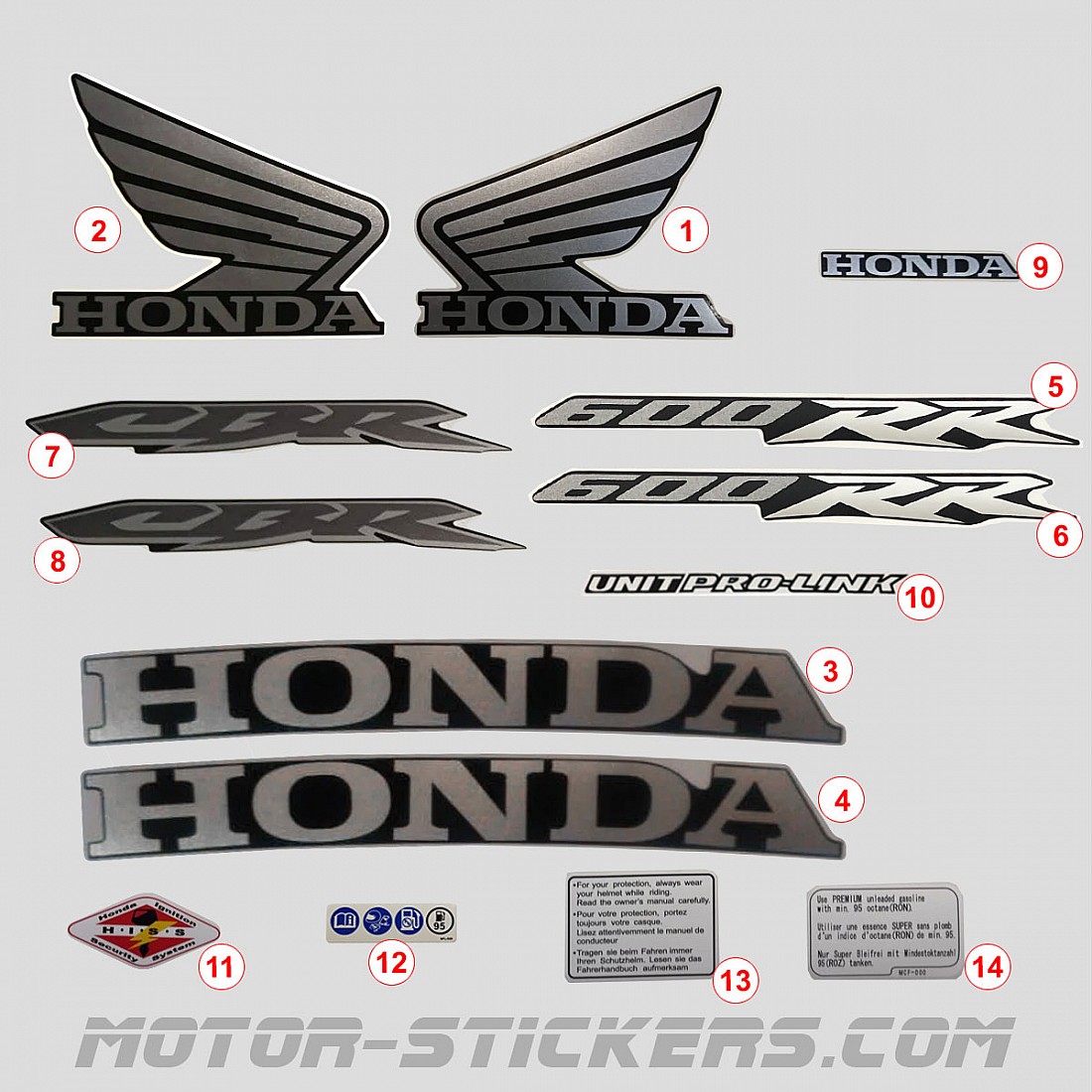 Honda CBR 600RR 2007-2008 decals