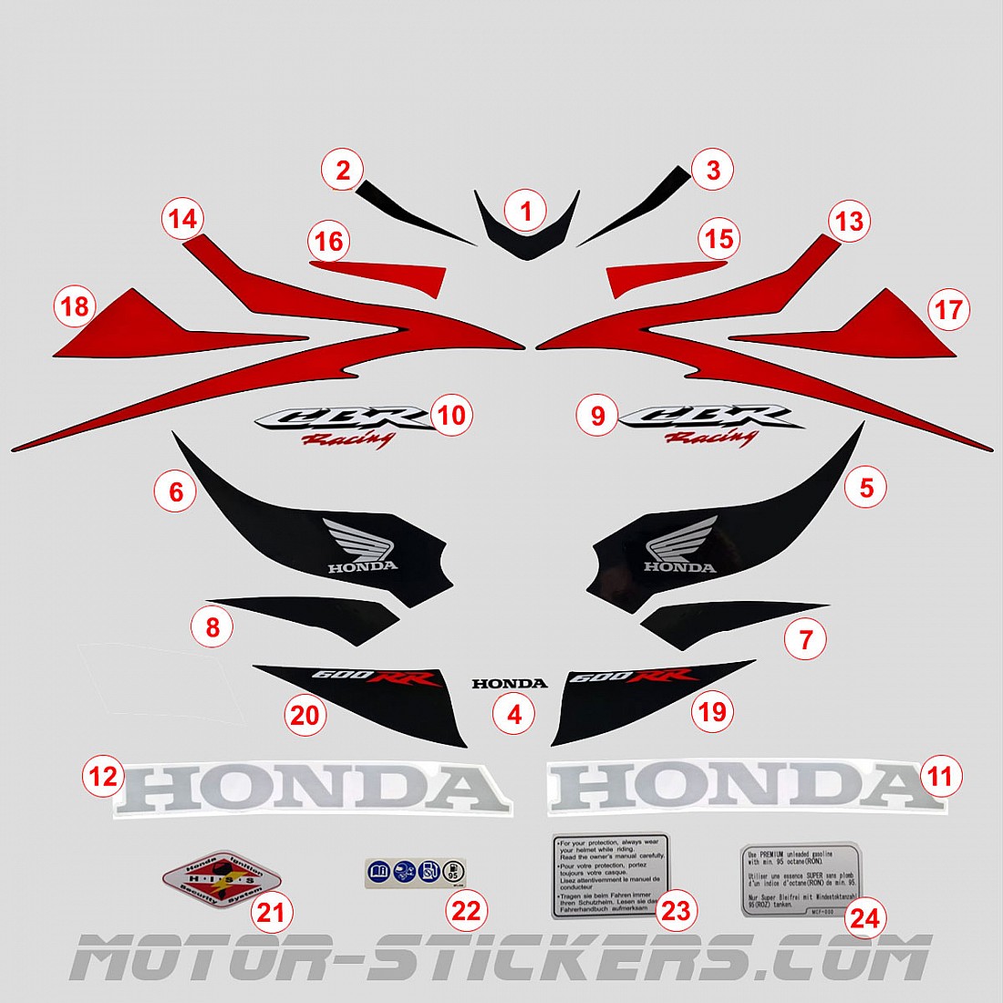 Honda CBR 600RR 2008 decals