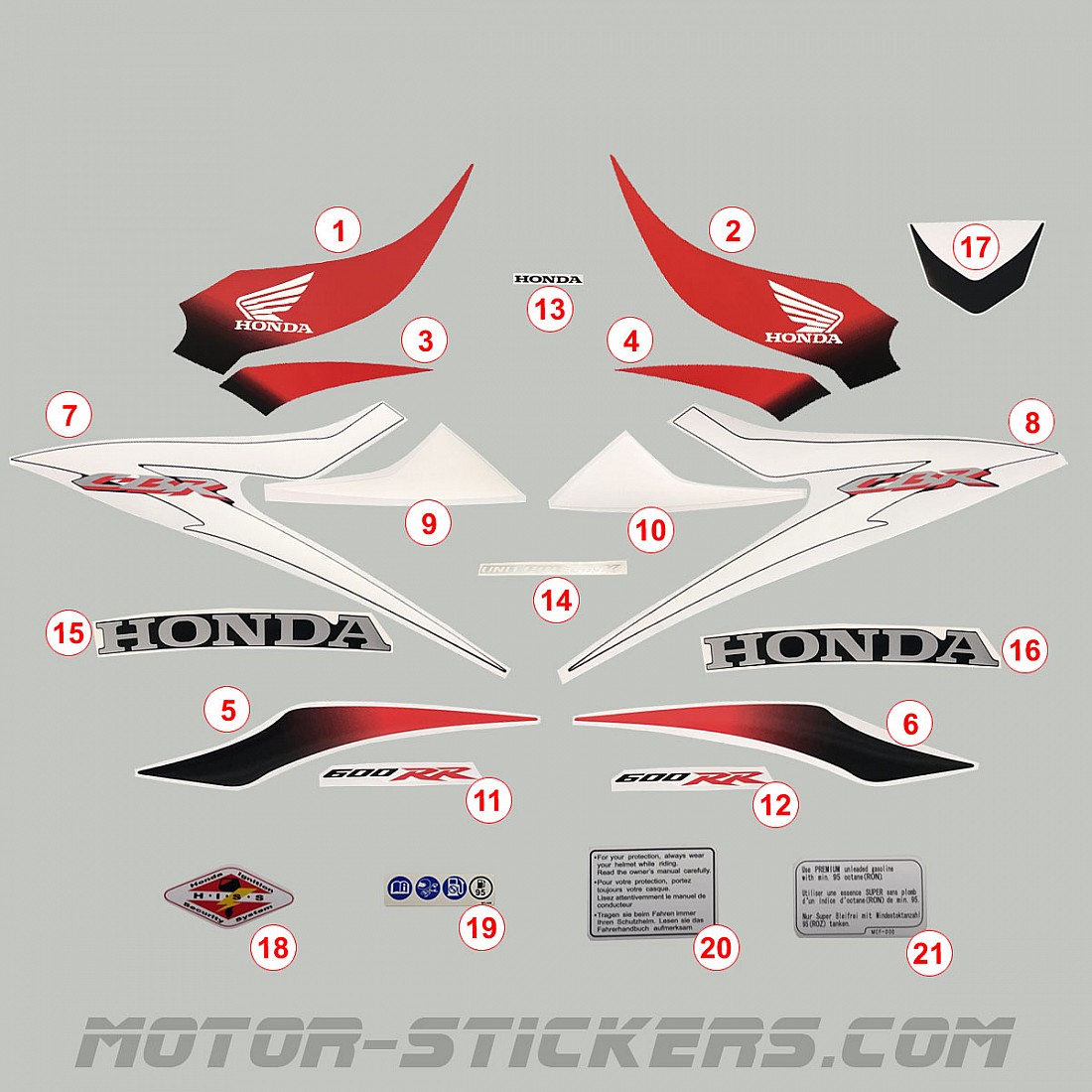 Honda CBR 600RR 2008 decals