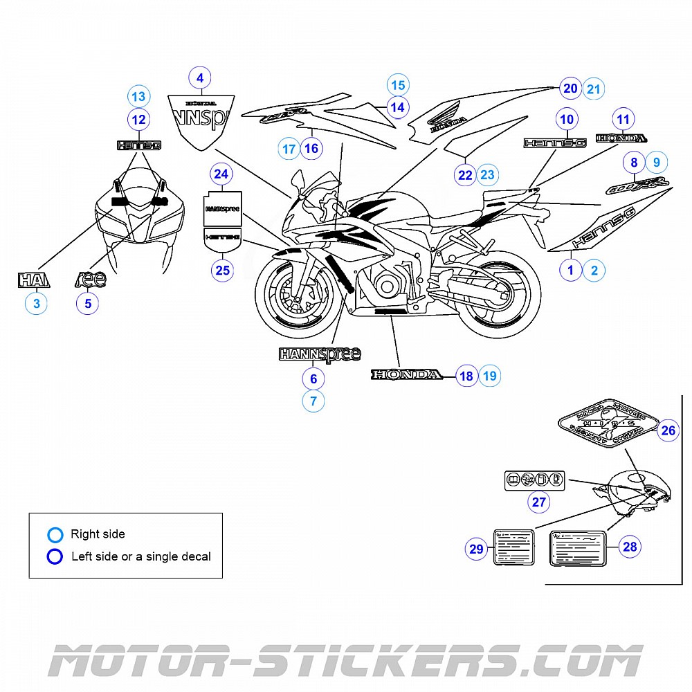 Honda CBR 600RR Hannspree 2008 decals