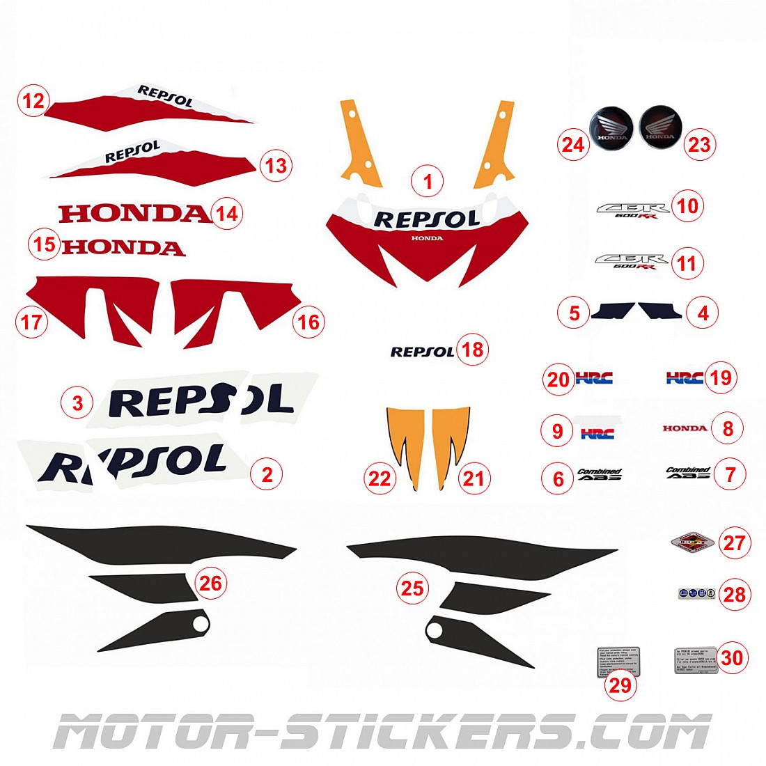 Honda CBR 600RR 2013 Repsol decals