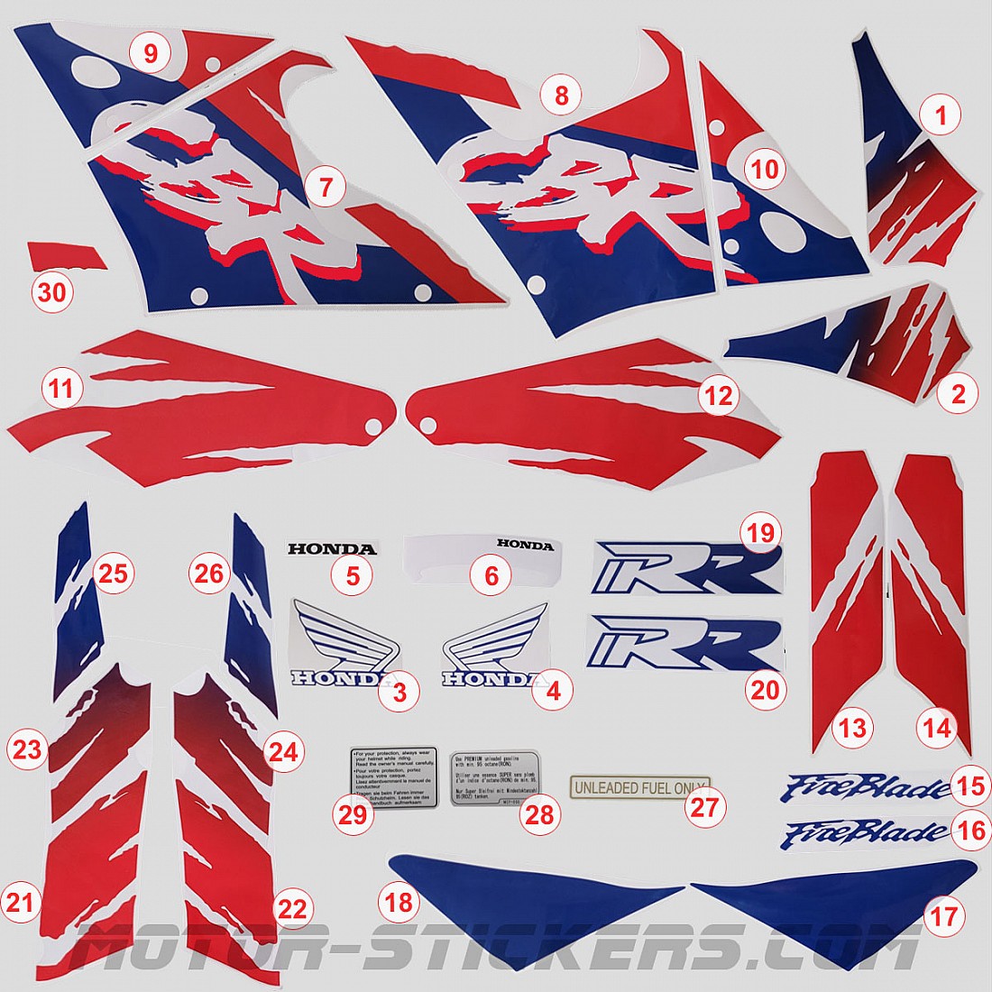 Honda CBR 900RR 1993 decals