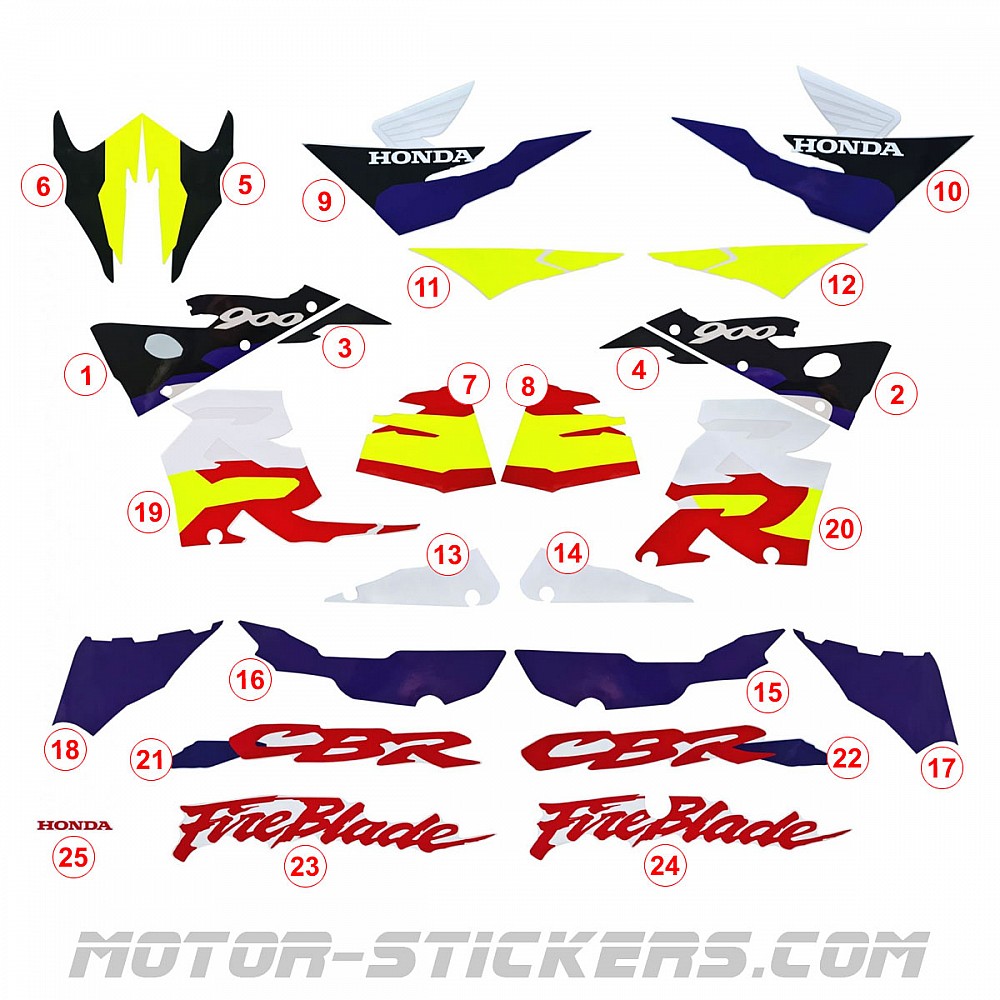 Honda CBR 900RR 1996 decals