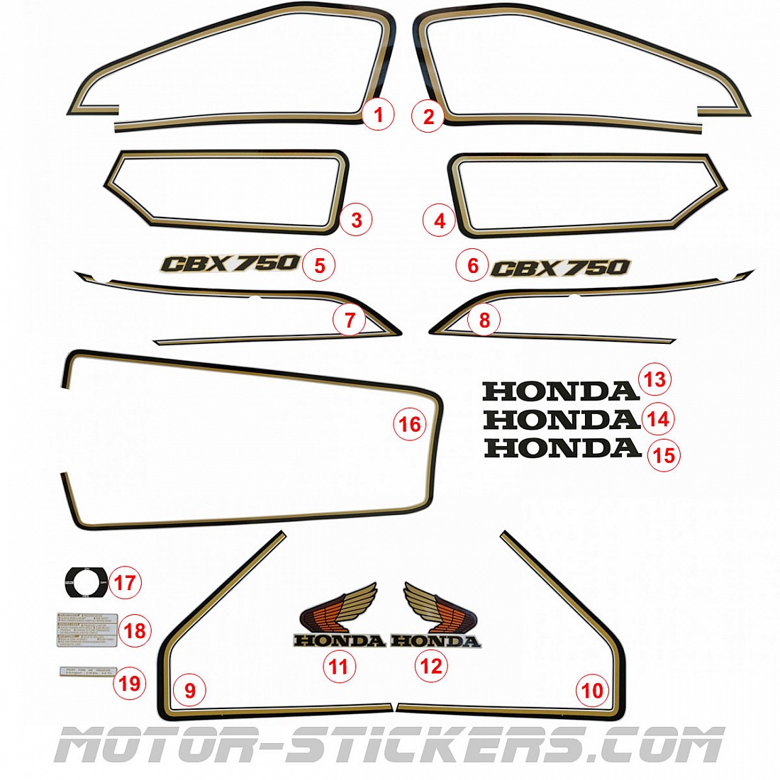 Honda CBX 750 1994 decals