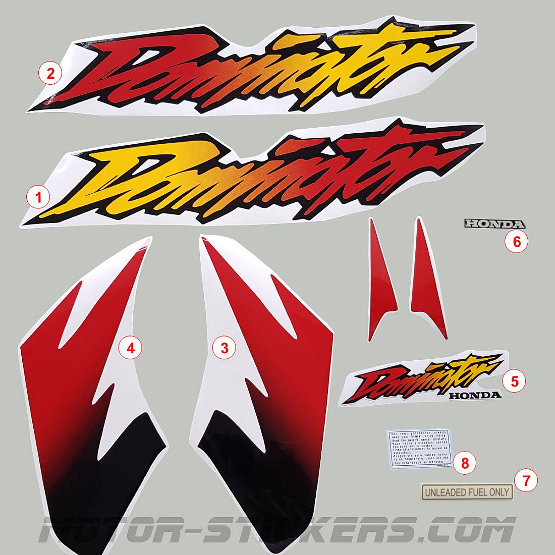 Honda NX 650 (NX 500) Dominator 1996-1997 decals