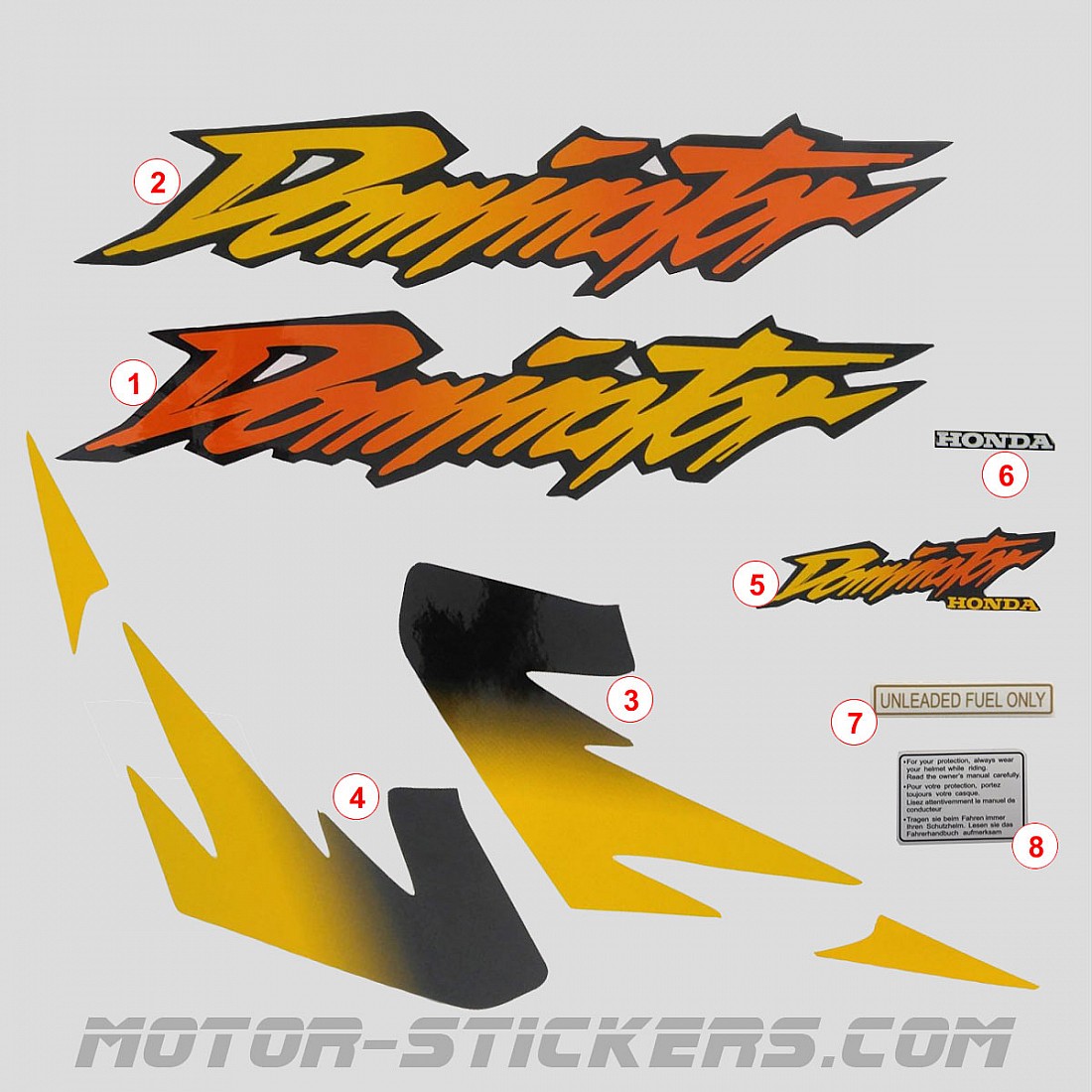 Honda NX 650 (NX 500) Dominator 1997 pegatinas